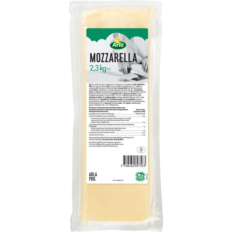 Mozzarella 40+ 2,3 Kg | Arla Pro Danmark