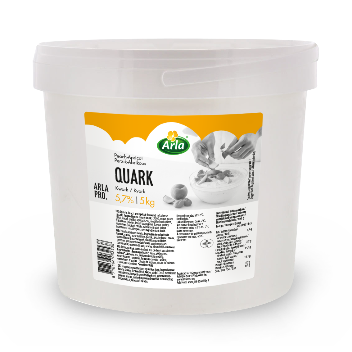 Halfvolle Kwark Perzik-Abrikoos 5 Kg | Arla Pro