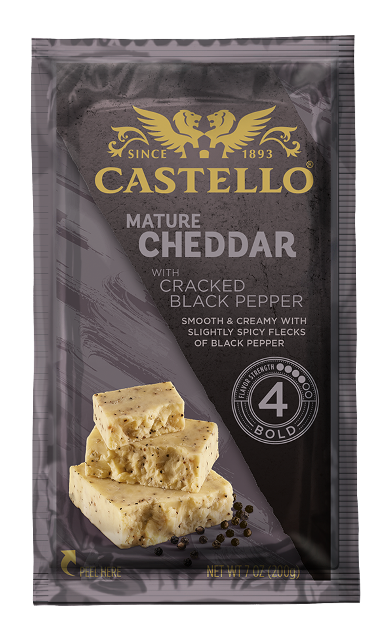 Castello® BLACK PEPPER CHEDDAR CHEESE 200G | Castello®️