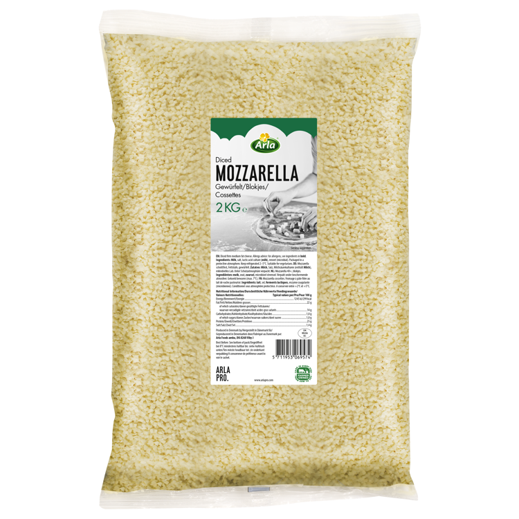 Mozzarella cossette 4x4x4mm 2kg | Acheter en gros | Arla® Pro