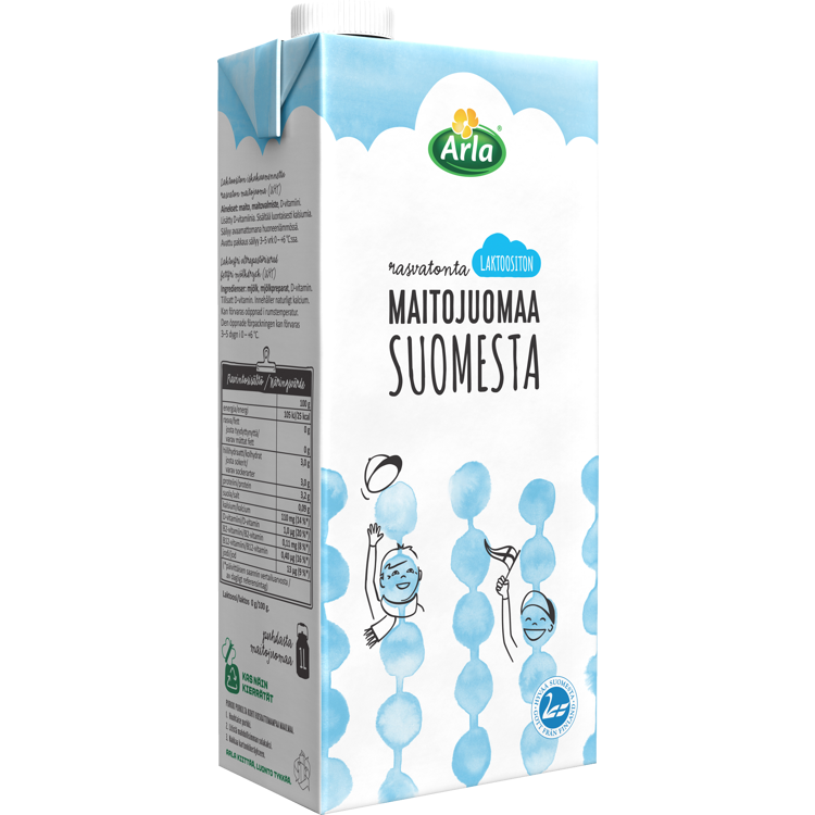 Arla Laktoositon Rasvaton Maitojuoma Suomi 1L (UHT) | Arla® Pro Suomi