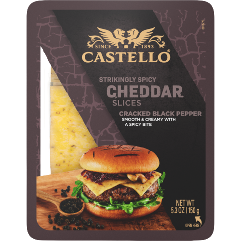 Castello® BLACK PEPPER CHEDDAR CHEESE SLICES | Castello®️