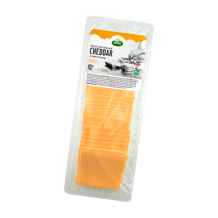 Arla Pro Mild Coloured Cheddar φέτες 1kg | Arla Pro.