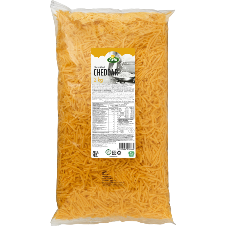 Red Cheddar Shredded 2kg | Arla® Pro