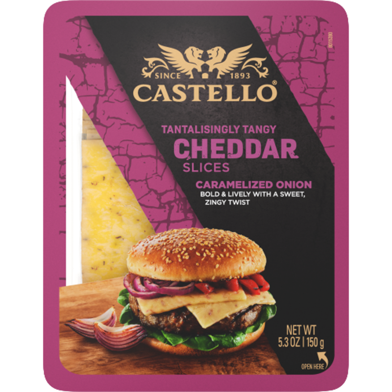 Castello® RED ONION CHEDDAR CHEESE SLICES 150G | Castello®️